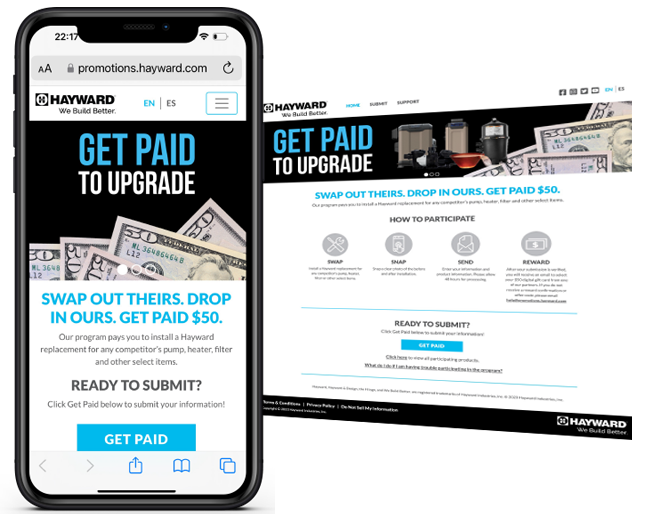 B2B Digital Channel Rebate Program for Hayward