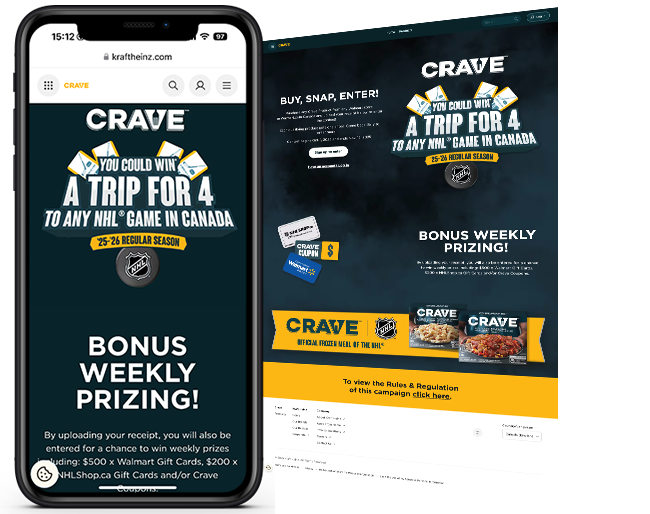 Receipt API and Sweepstakes Management for Kraft Heinz Crave NHL Program