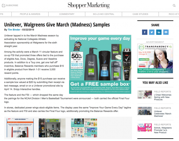 A Snipp powerd campaign for Unilever at Walgreens featured in Shopper ...